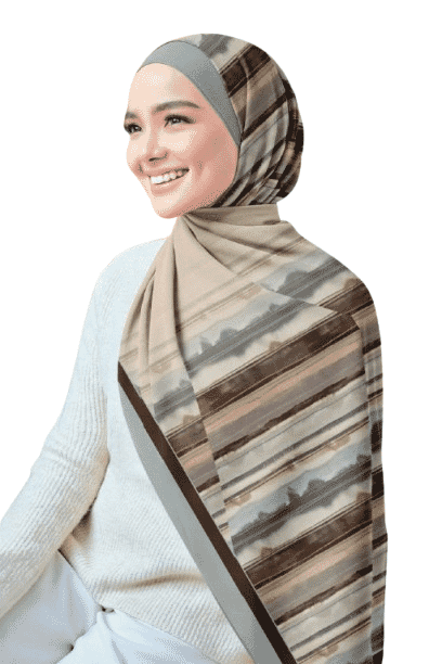 Printed Chiffon Crepe Veil - Beige – MALABISY